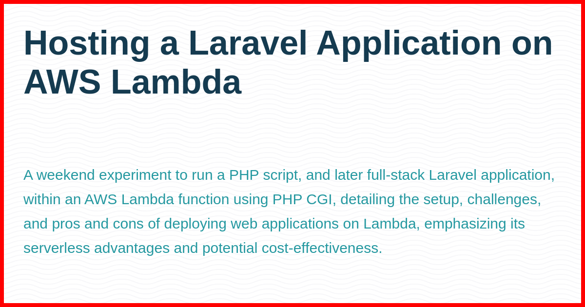 Hosting A Laravel Application On Aws Lambda